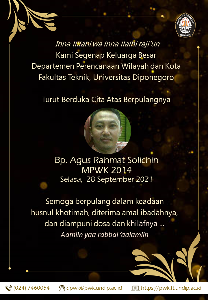 Turut Berduka Cita - Departemen Perencanaan Wilayah dan Kota